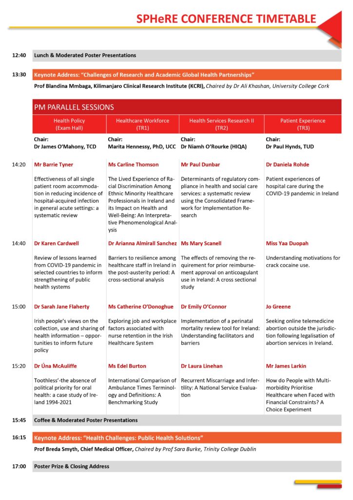 SPHeRE Network 9th Annual Conference Timetable | The SPHeRE Programme | Structured Population ...