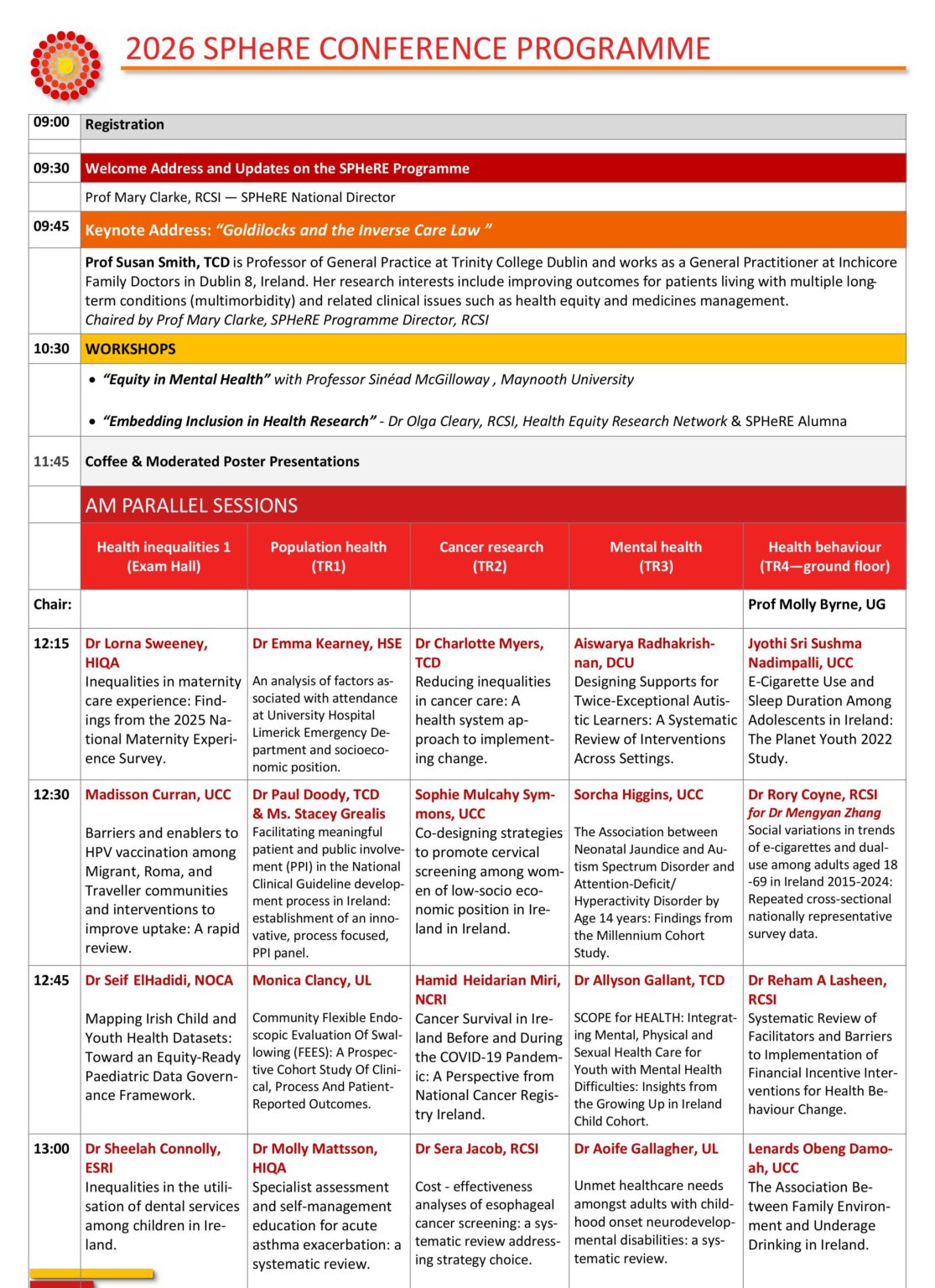 SPHeRE Network 12th Annual Conference Programme | The SPHeRE Programme ...