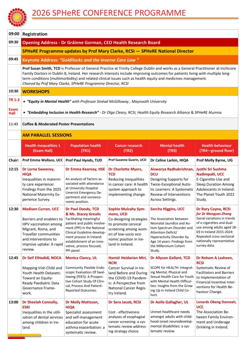 SPHeRE Network 12th Annual Conference Programme | The SPHeRE Programme ...